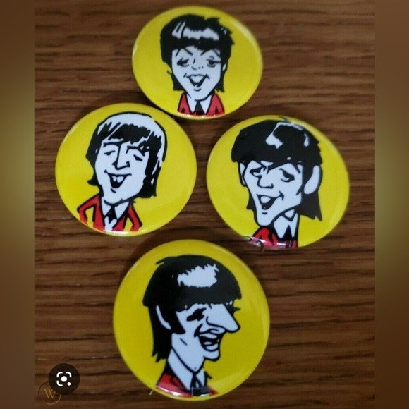 Other | The Beatles Cartoon Caricature Buttonsbadgespins Set Of 4 | Poshmark